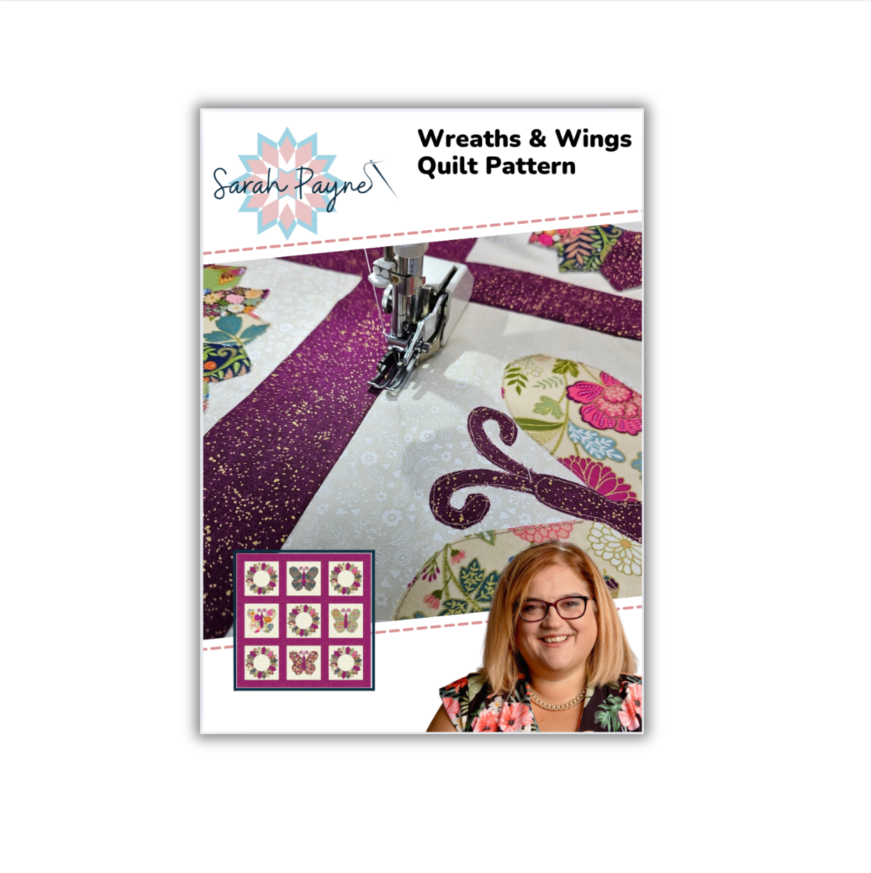 DIGITAL DOWNLOAD - Sarah Payne's Wreaths & Wings Quilt and Matching Cu ...
